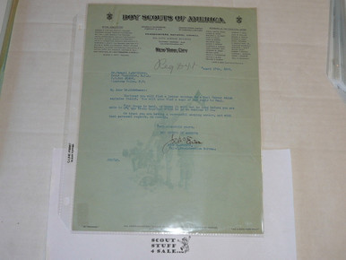 1923 Letter on Boy Scout National Headquarters Stationary From the BSA Chief Registrar regarding ...