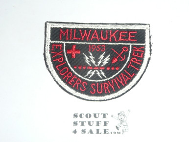 1953 Milwaukee County Council Explorer Survival Trek Patch, c/e twill