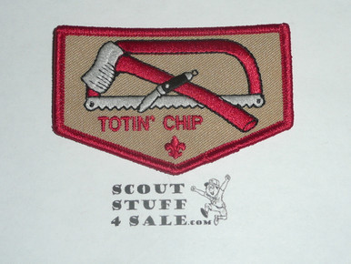 Totin' Chip Boy Scout knife/Axe Award Patch, tan twill
