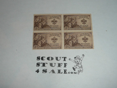 1950 $.03 USPS Boy Scout Stamp, Block of four, not cancelled