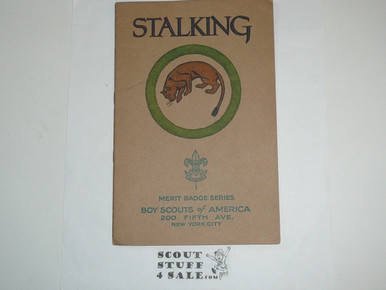Stalking Merit Badge Pamphlet, Type 3, Tan Cover, 1925 Printing, Mint ...