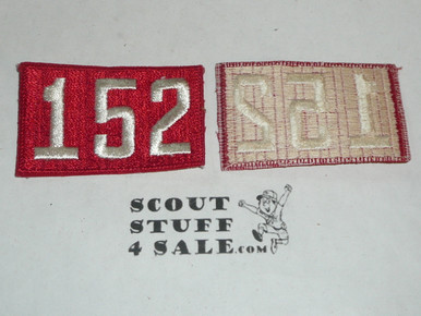 1970's Red Troop Numeral "152", fully embroidered, Unused