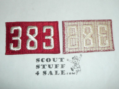 1970's Red Troop Numeral "383", fully embroidered, Unused