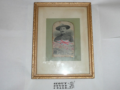 Framed Woven Silk Stevengraph Tribute to Baden Powell, Hero of Mafeking