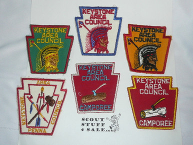 Four Keystone Area Council Patches (CP) and 2 Camporee Patches