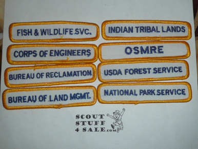 Set of 8 US Government Agency Segments Patches for Trail Award Program