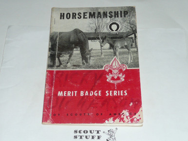 Horsemanship Merit Badge Pamphlet, Type 6, Picture Top Red Bottom Cover, 9-54 Printing