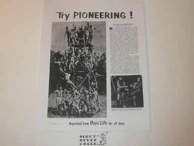 Try Pioneering, By Green Bar Bill, Boys' Life Single Topic Reprint