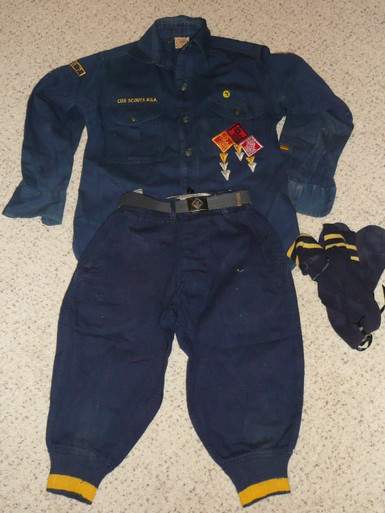 Complete 1940's Official Cub Scout Uniform, includes shirt with metal ...