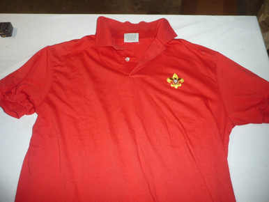 Boy Scout Red Polo Shirt with Embroidered Scout Emblem
