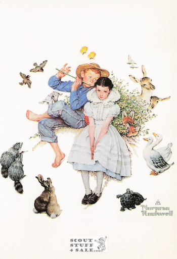 FOUR AGES OF LOVE-SWEET SONG SO YOUNG, Norman Rockwell Postcard, #611-050