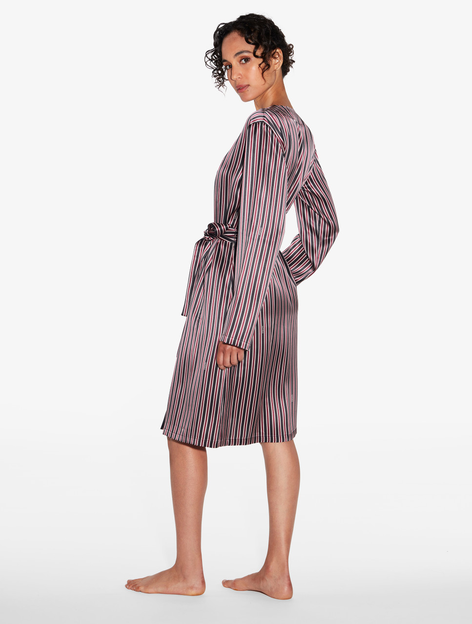 Silk striped short robe
