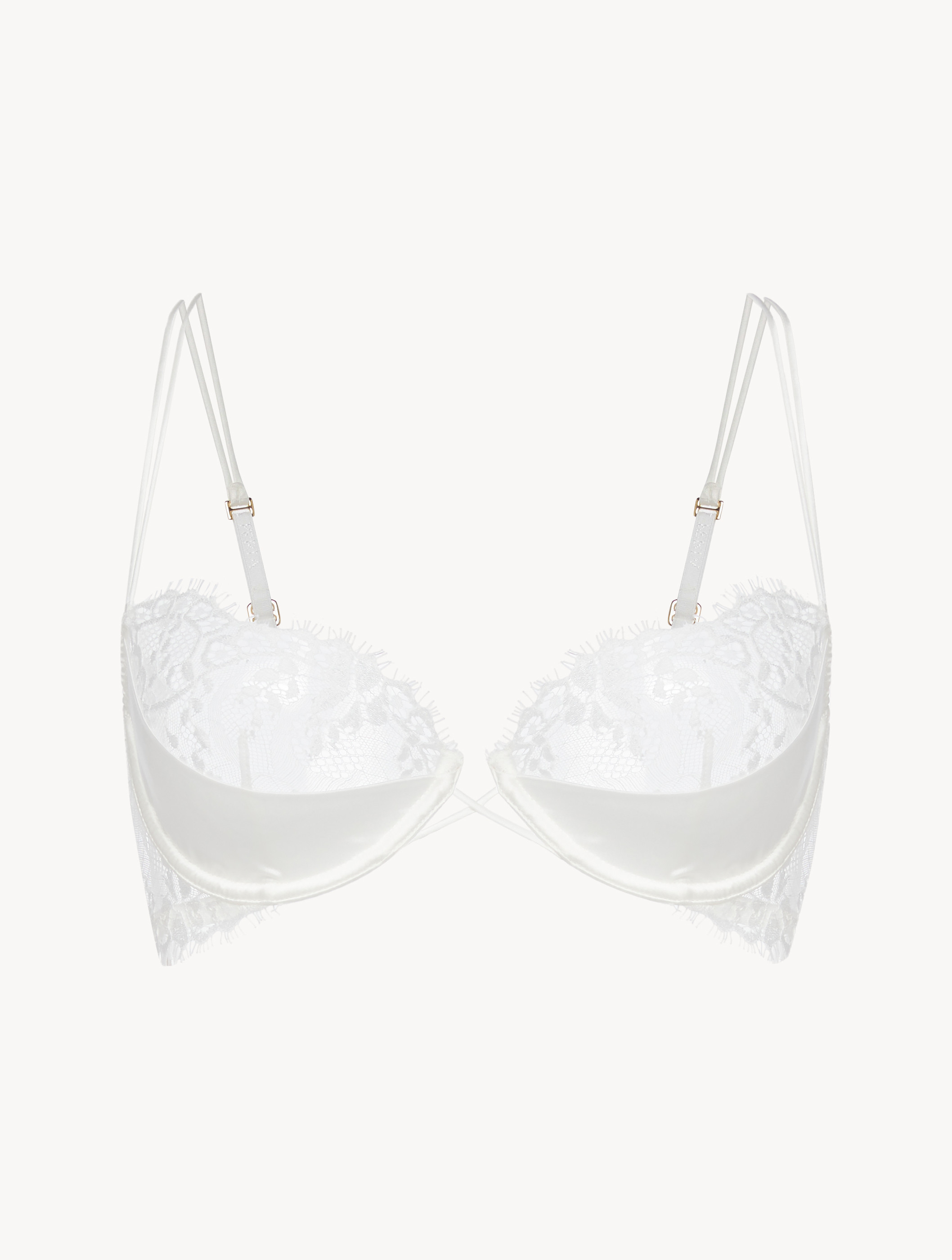 Off-white underwired balconette bra with Leavers lace trim - La Perla ...