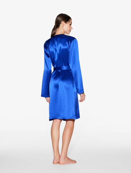 Silk short Robe in electric blue