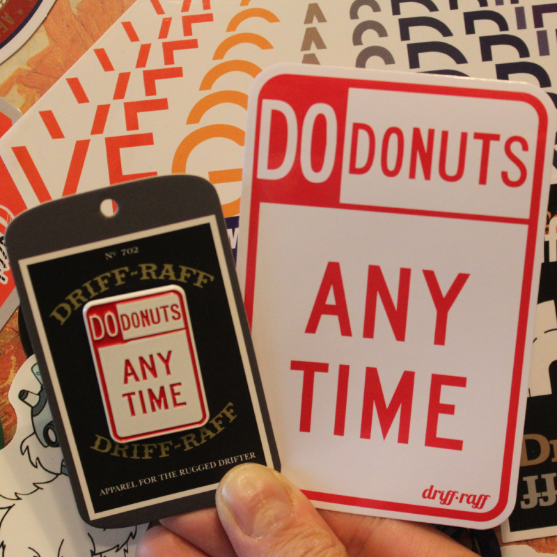 The "Do Donuts Anytime" collectable hat pin come with a matching ...