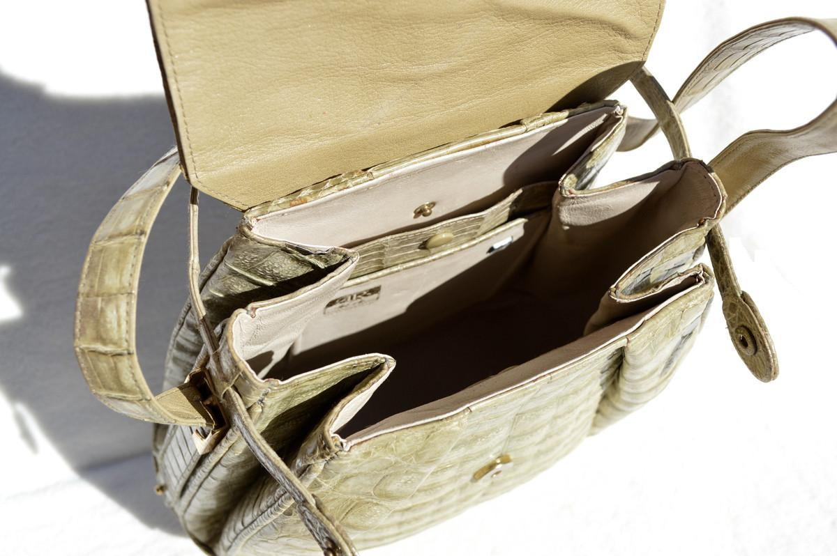 ALFRED ROTH 1980's-90's Sage GREEN CROCODILE Skin Shoulder Bag ...