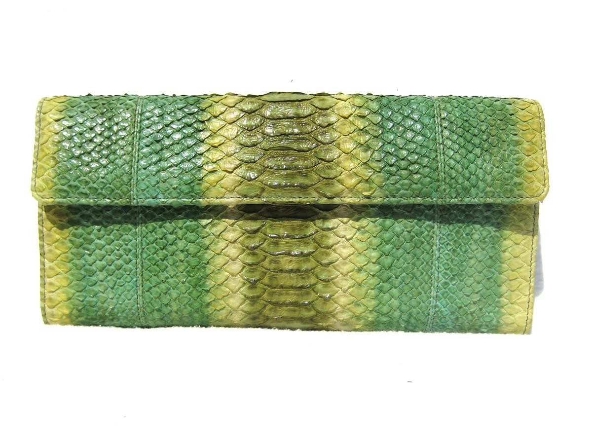 LAI 2000's Lime Green PYTHON Snake Skin Clutch Bag - Vintage Skins