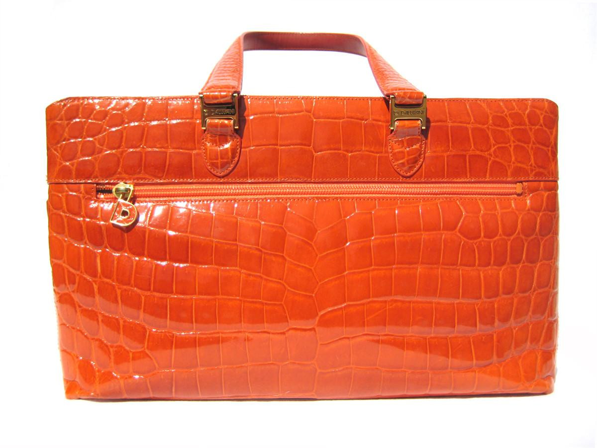 Gorgeous 2000's RED ORANGE Crocodile Belly Skin Handbag - Vintage Skins