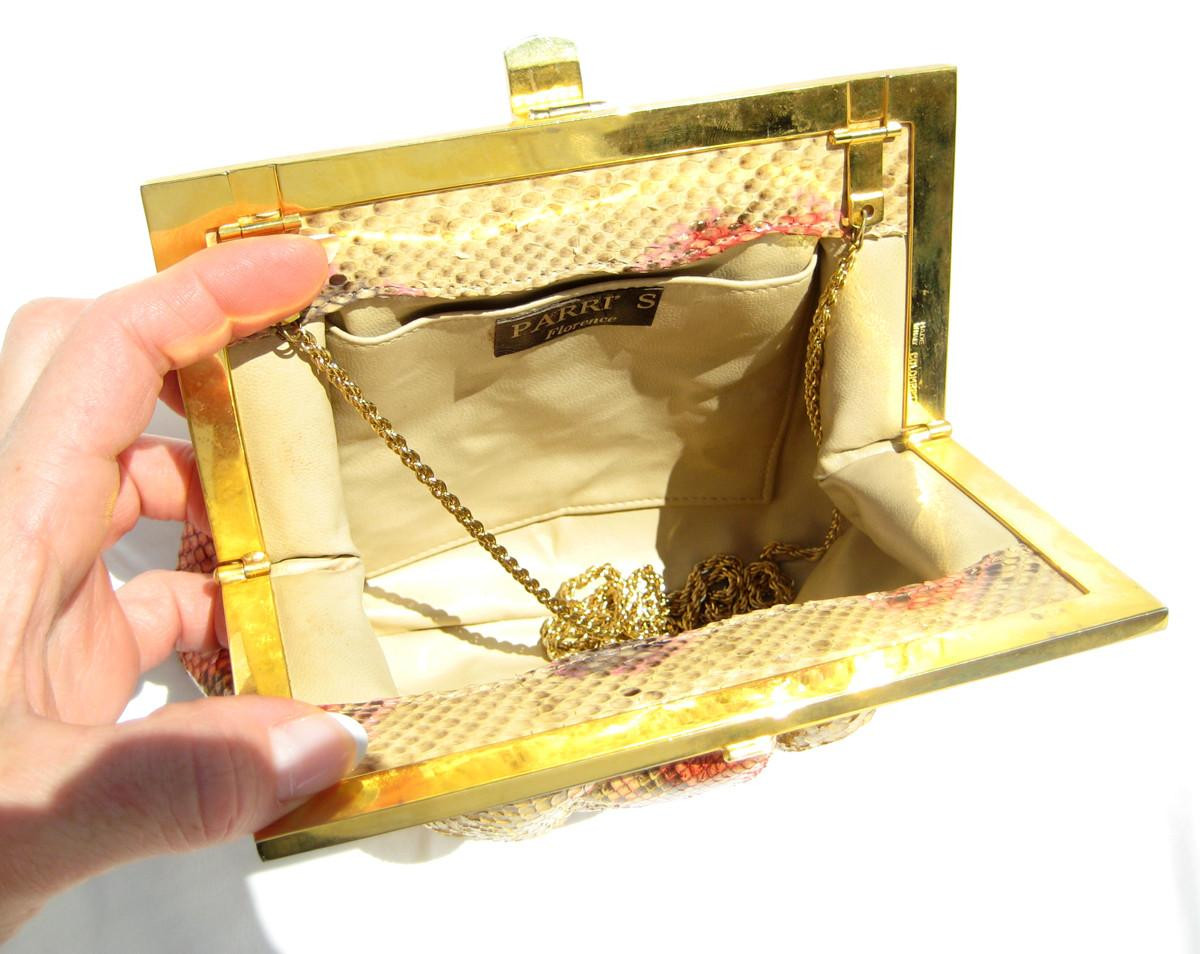 1980's DYED PYTHON Snake Skin Clutch Shoulder Bag - PARRI's - Florence - Vintage Skins
