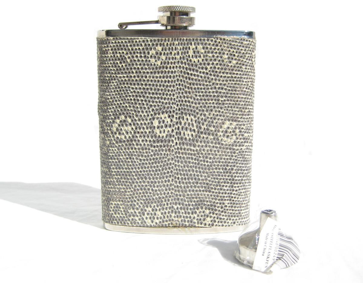 New! Custom MONITOR (Ring) Lizard Skin 8 Oz. Stainless Hip FLASK ...
