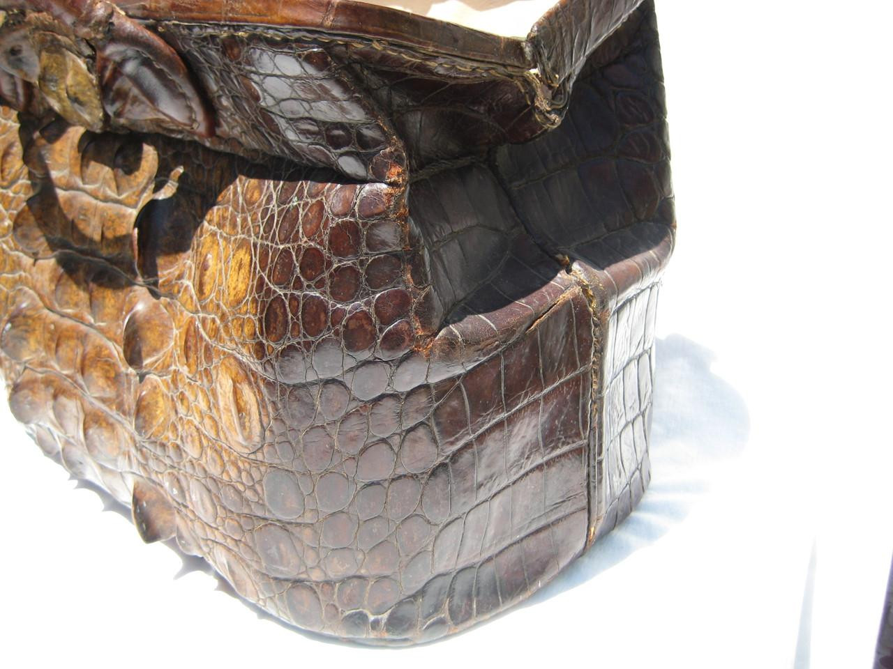 HUGE Late 1890's Antique HORNBACK Alligator Skin Doctor Bag - Vintage Skins