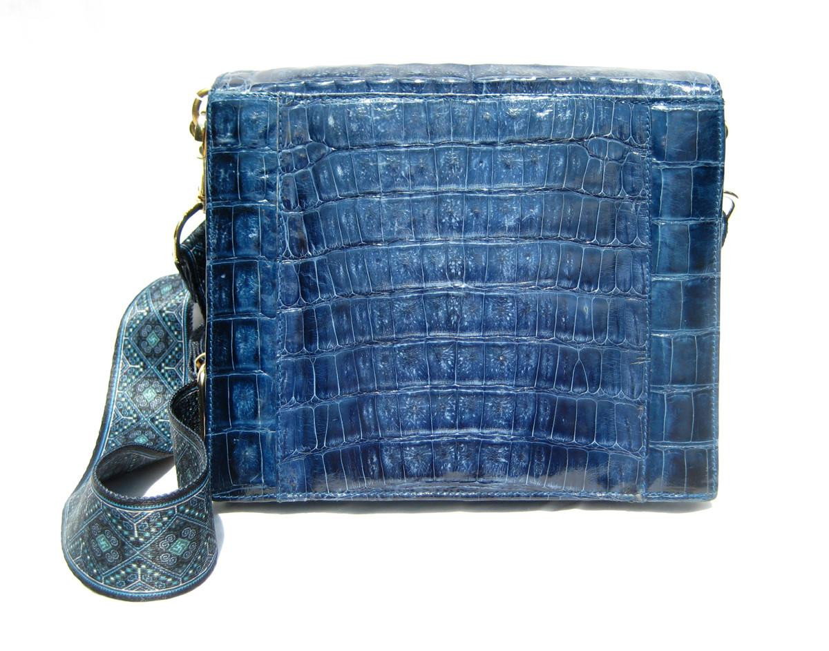 BLUE 2000's Handmade MAXIMA Alligator Belly Skin CROSS Body Shoulder ...