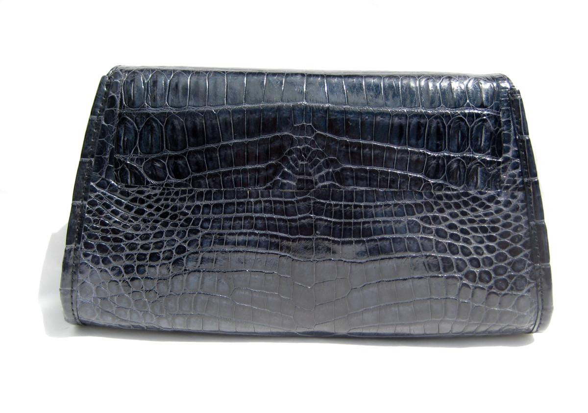 NAVY BLUE 2000's Alligator Belly Skin CLUTCH Bag - Francesco Santoro ...