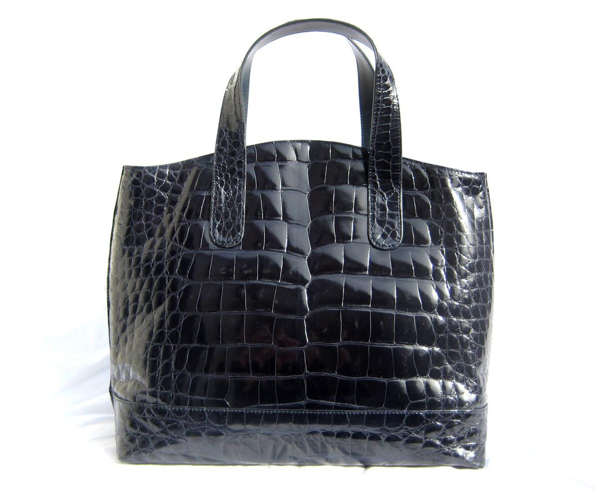 XL Rare Early 2000's Dark BLUE Alligator Belly Skin Handbag - MAXIMA ...