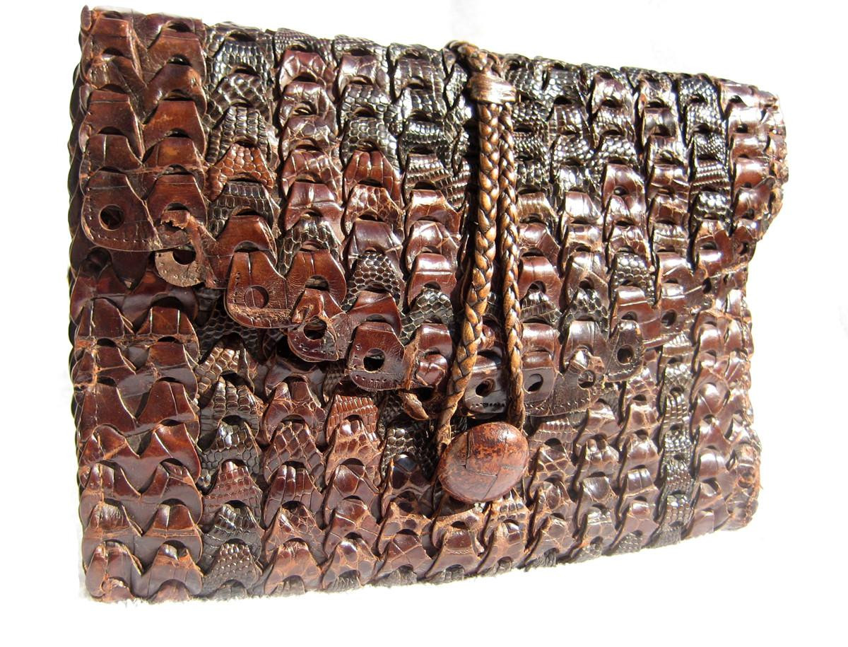 Fantastic and Rare HAND WOVEN 1940's ALLIGATOR Skin Clutch Bag ...