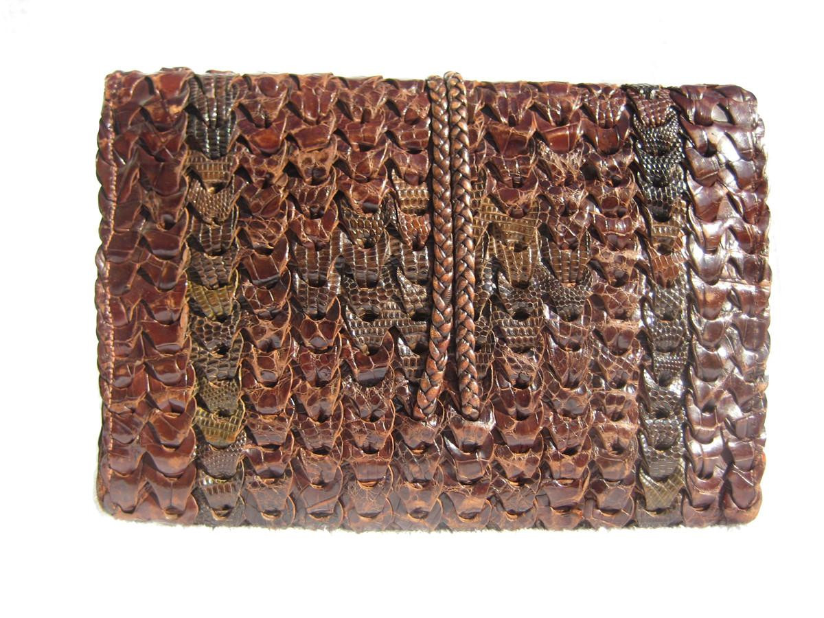 Fantastic and Rare HAND WOVEN 1940's ALLIGATOR Skin Clutch Bag ...