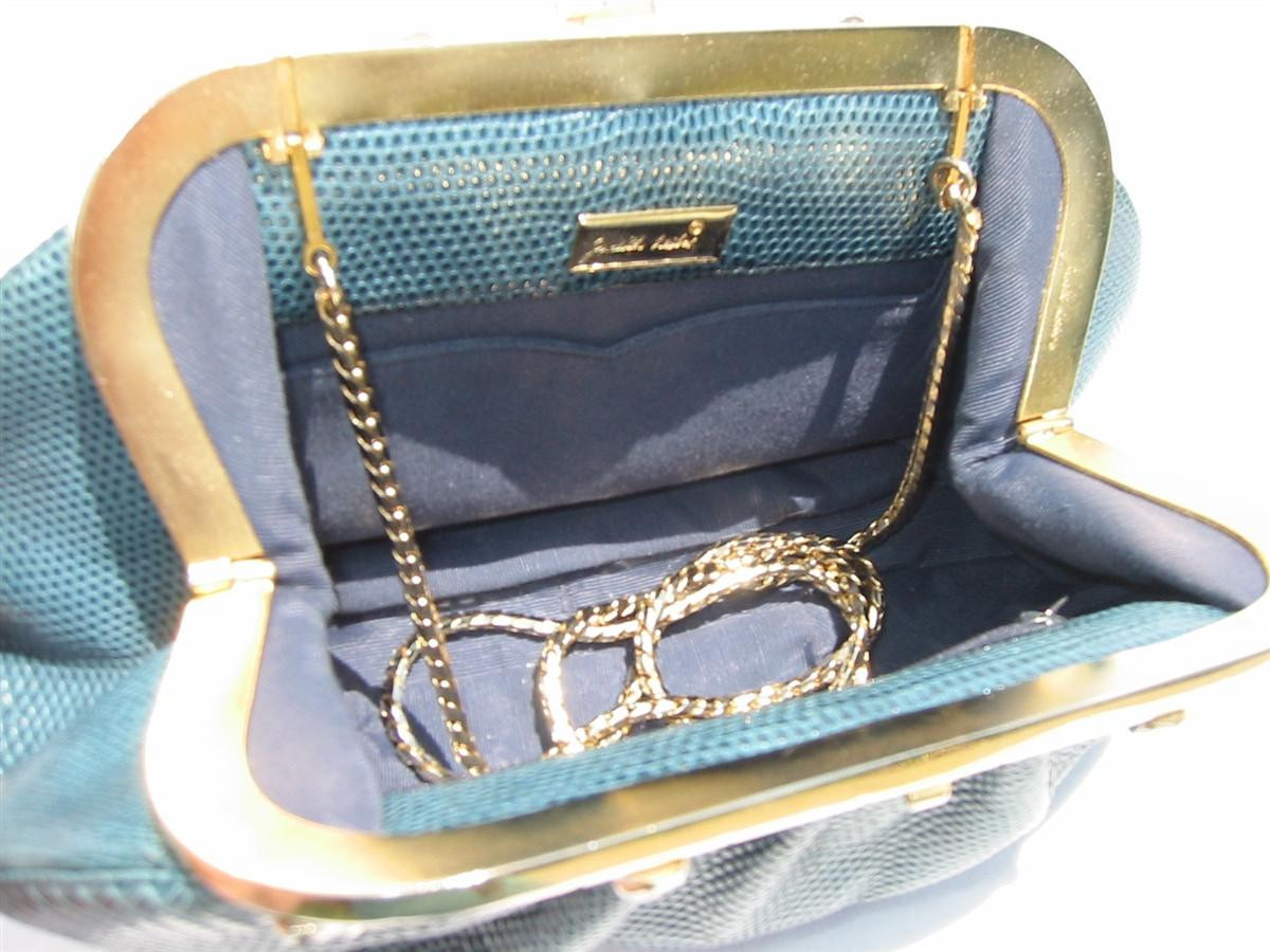 Rare TEAL GREEN 1980's JUDITH LEIBER Lizard Skin Purse - FROGS ...