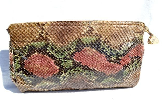 1980's Pastel PYTHON Snake Skin CLUTCH Shoulder Bag - Morris Moskowitz ...