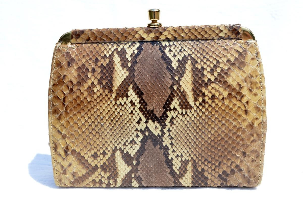 Petite 1960's-70's PYTHON Snake Skin CLUTCH Shoulder Bag - Vintage Skins