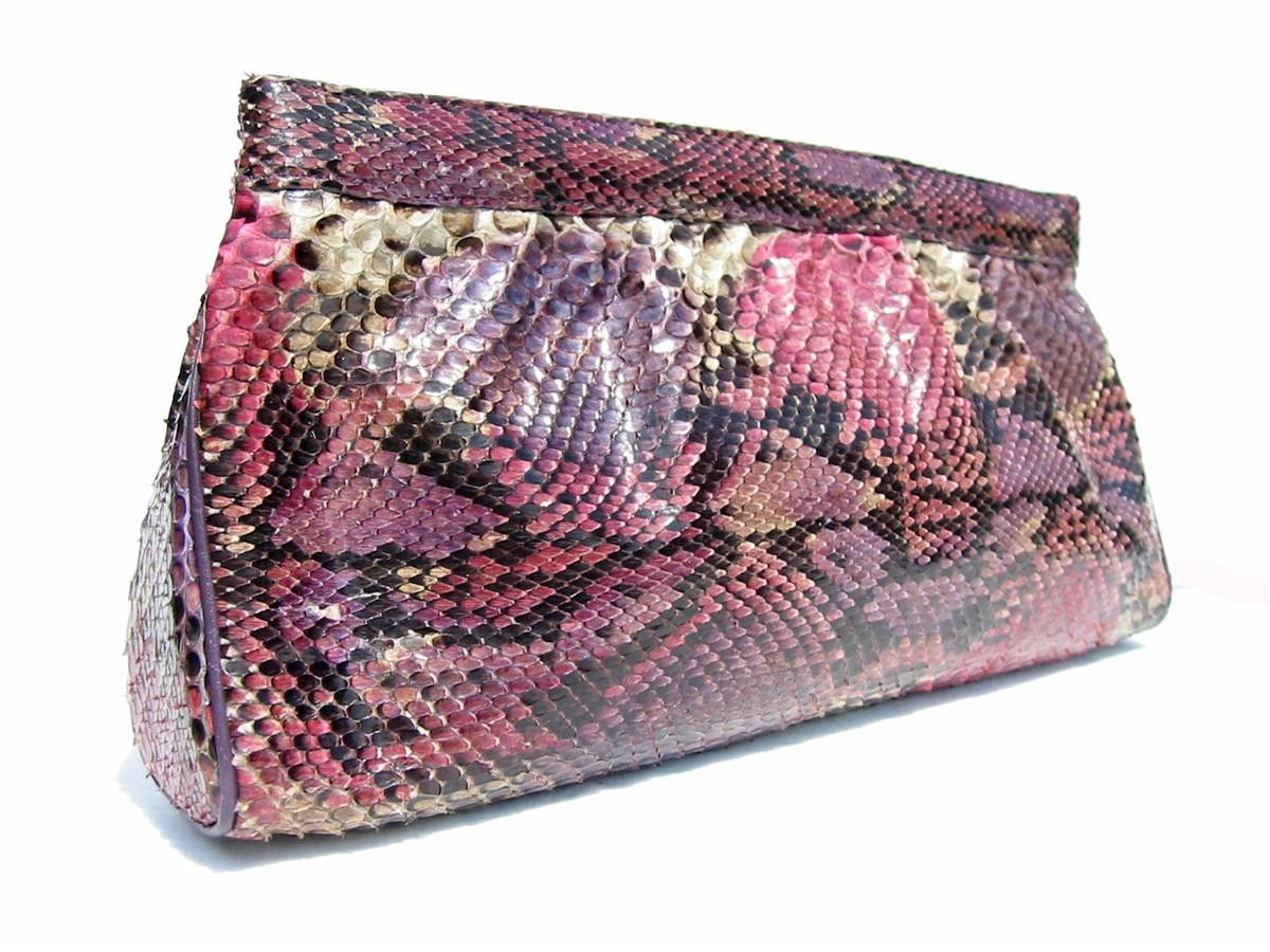 Fantastic 1980's PASTEL PYTHON Skin CLUTCH Bag - VENETTO - Vintage Skins
