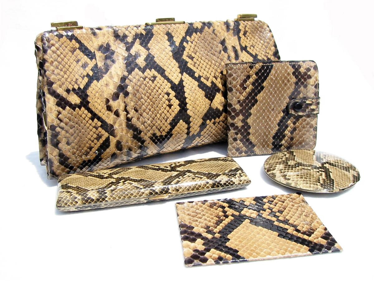 Fabulous 1940's-50's PYTHON Snake Skin CLUTCH Bag with Accessories ...