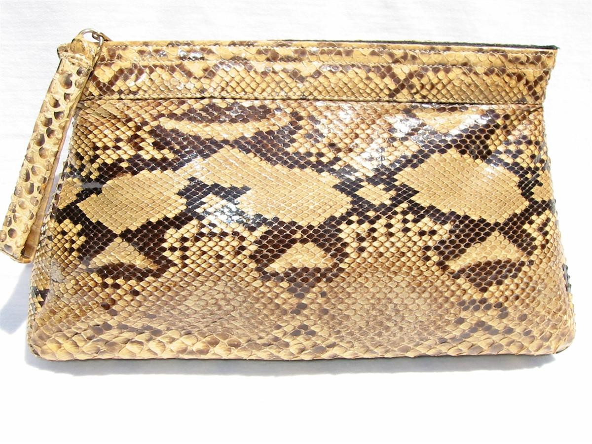 Gorgeous 1970's-80's PYTHON Snake Skin CLUTCH Bag - Vintage Skins
