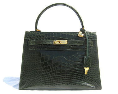 DARK GREEN ALLIGATOR Belly Skin BIRKIN Bag SATCHEL Bag - HERMES - ITALY ...