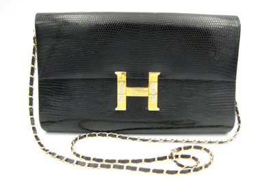 LARGE 1980's BLACK Lizard Skin Clutch Shoulder Bag - FINESSE LA MODEL ...