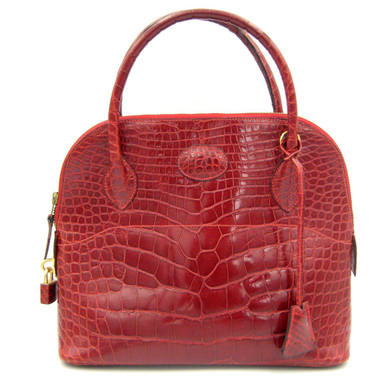 Stunning Candy Apple RED Alligator Belly Skin Handbag Bowler BOLIDE w ...