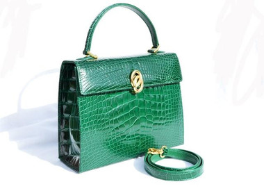 Stunning EMERALD GREEN Alligator Belly Skin Handbag SHOULDER Bag ...