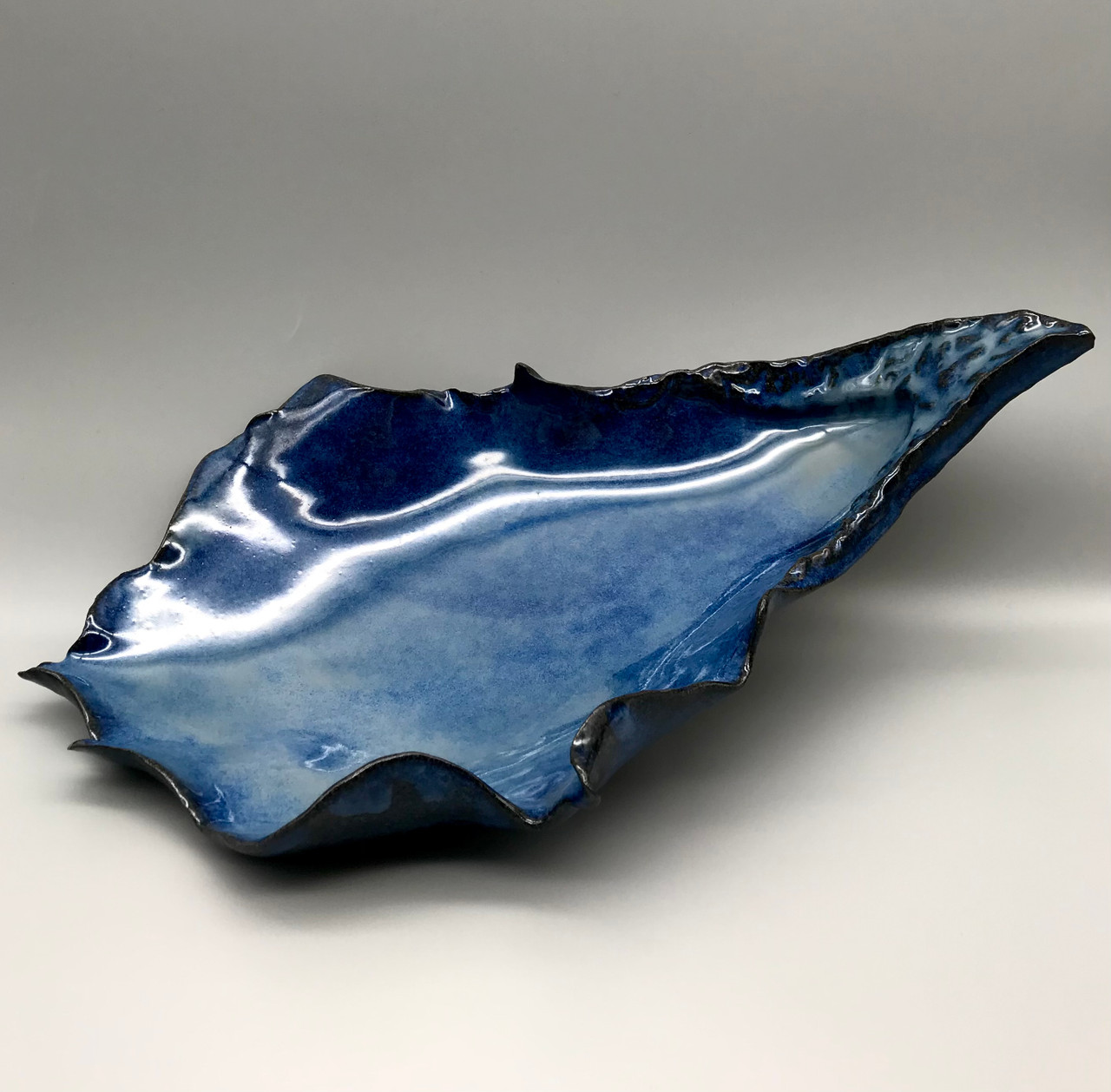 Large Deep Blue Oyster Shell with Polished Finish by Monika Krajewska ...