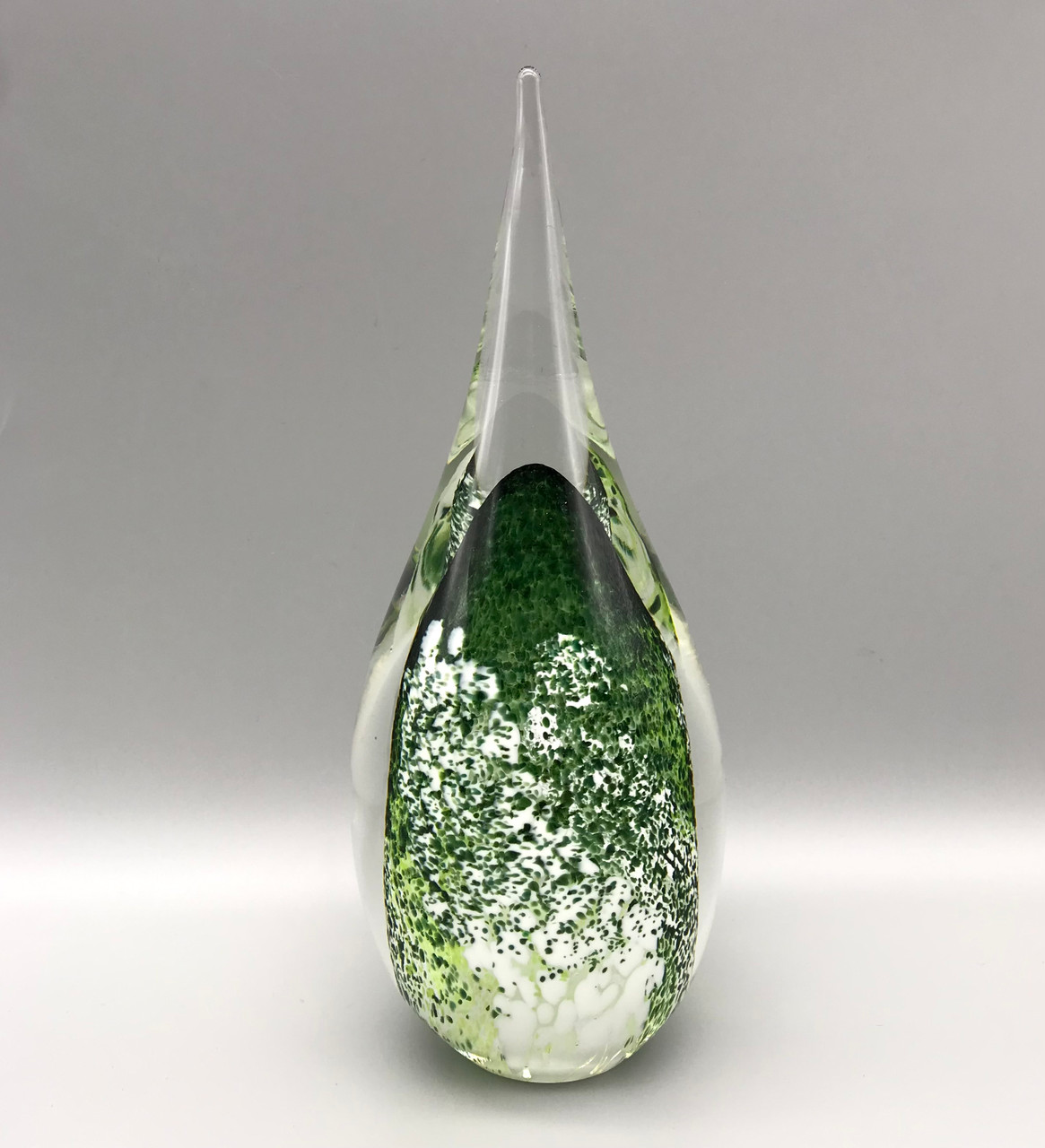 Large Glass Droplet in Green & White by Elin Isaksson