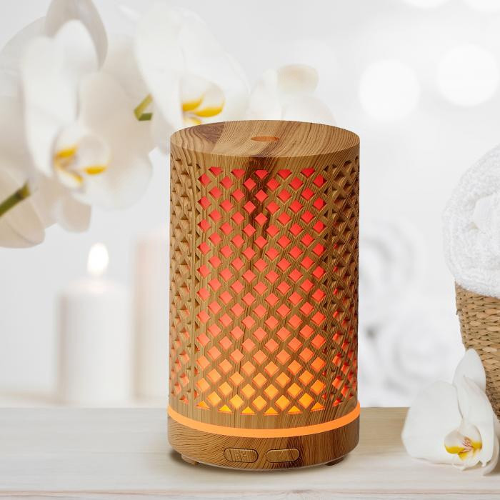 AROMAR OIL DIFFUSER WOOD ULTRASONIC TRANQUIL OAK WITH 7 COLOR LED ...