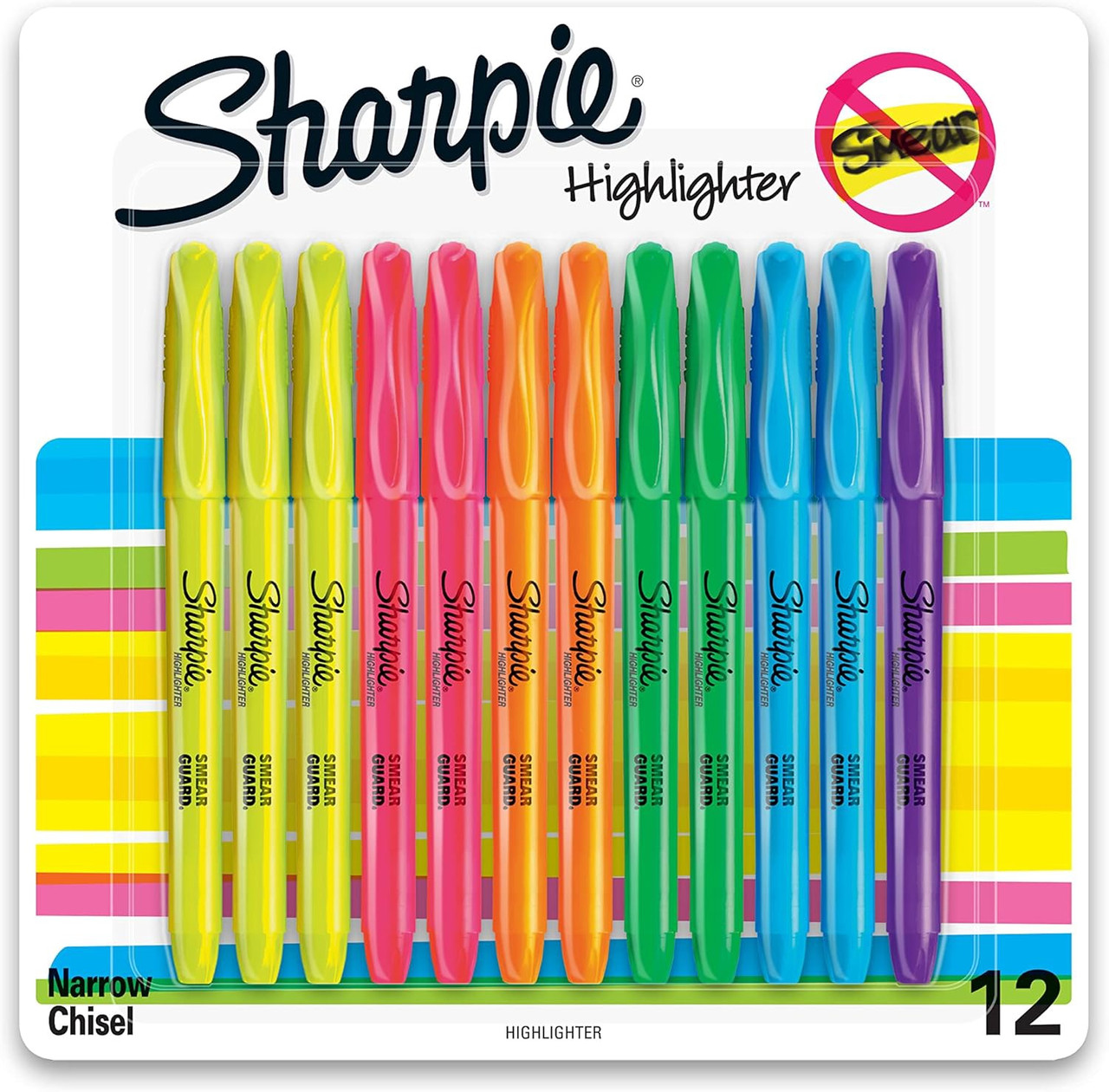 Stationery Highlighter Sharpie Pocket Style Chisel Tip 12pc Pack ...