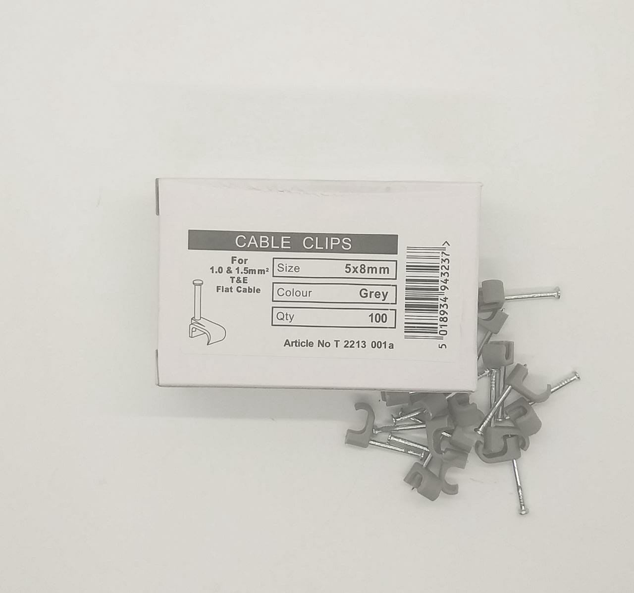 CABLE TOWER CLIPS 1.5MM FLAT 100PCS WHITE BOX - A. Ally & Sons