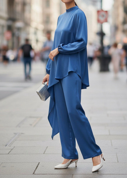 Pants Suit 2pc Set Satin - A. Ally & Sons