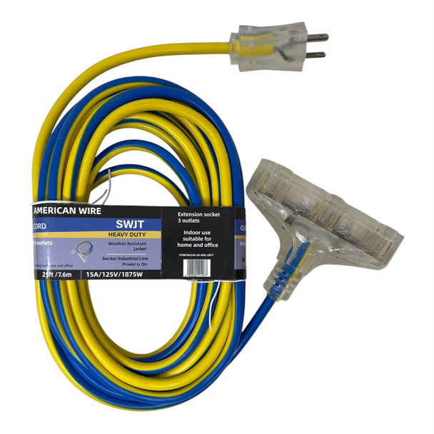 EXTENSION CORD OUTDOOR BLUE AND YELLOW LM-US-E05-50FT - A. Ally & Sons