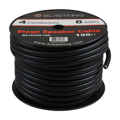 STAGE CABLE 4 WIRE 8G I-RS1X4X8-150 BLACK BLASTKING ROLL - A. Ally & Sons