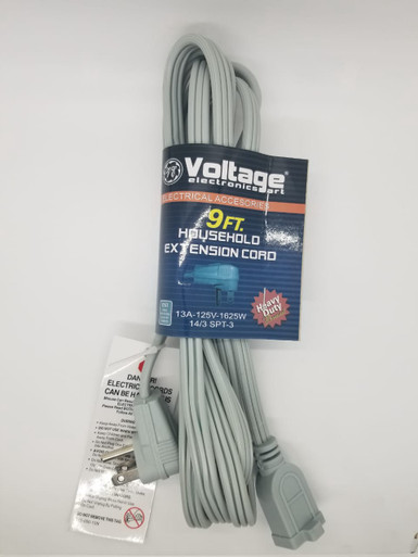 EXTENSION CORD 9FT VOLTAGE GREY HEAVY DUTY 3 PIN - A. Ally & Sons