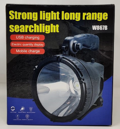 TORCH LIGHT LED SEARCHLIGHT W867B RECHARGEABLE STRONG LIGHT LONG RANGE ...